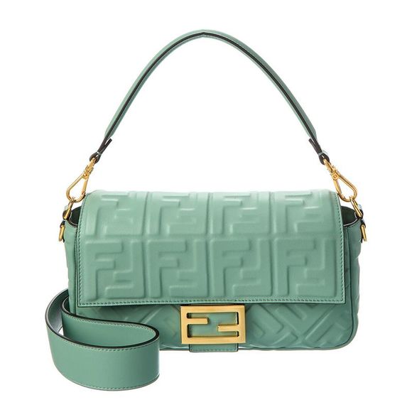 Fendi | Bags | Fendi Baguette Leather Shoulder Bag Green | Poshmark